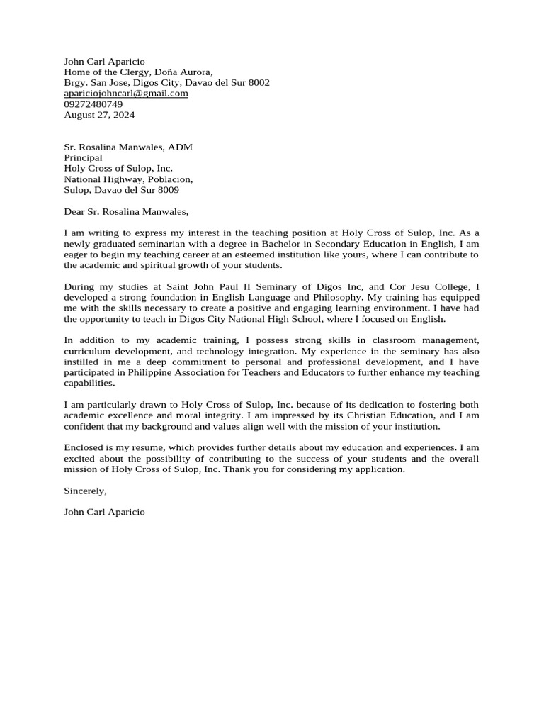 Application Letter | PDF