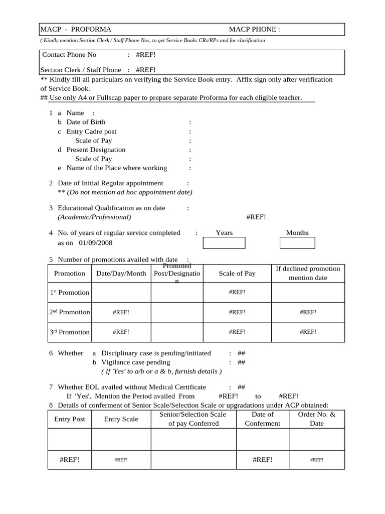 Macp Blank Form | PDF