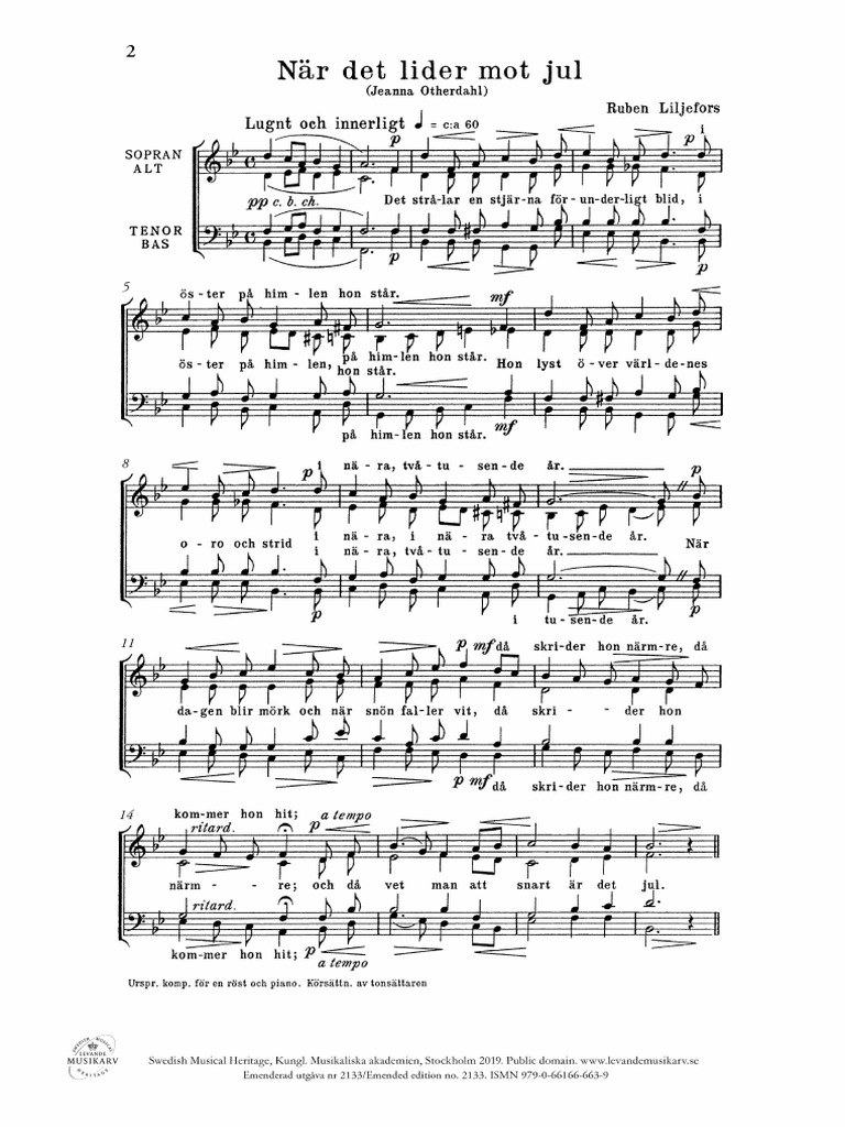 Liljefors Ruben Nar Det Lider Mot Jul (Score) (SMH Ed) (SMH M1699) | PDF