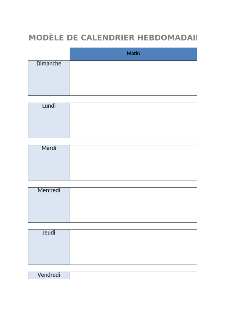 IC Weekly Schedule Excel Template 8544 FR | PDF