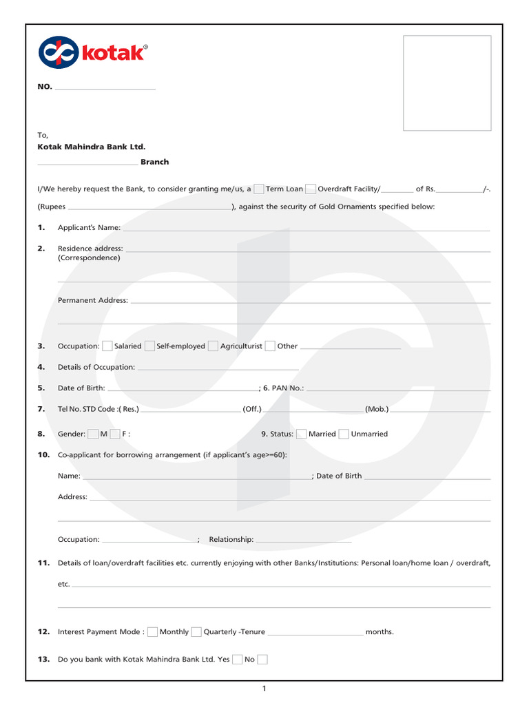 Loan Application Form Pdf