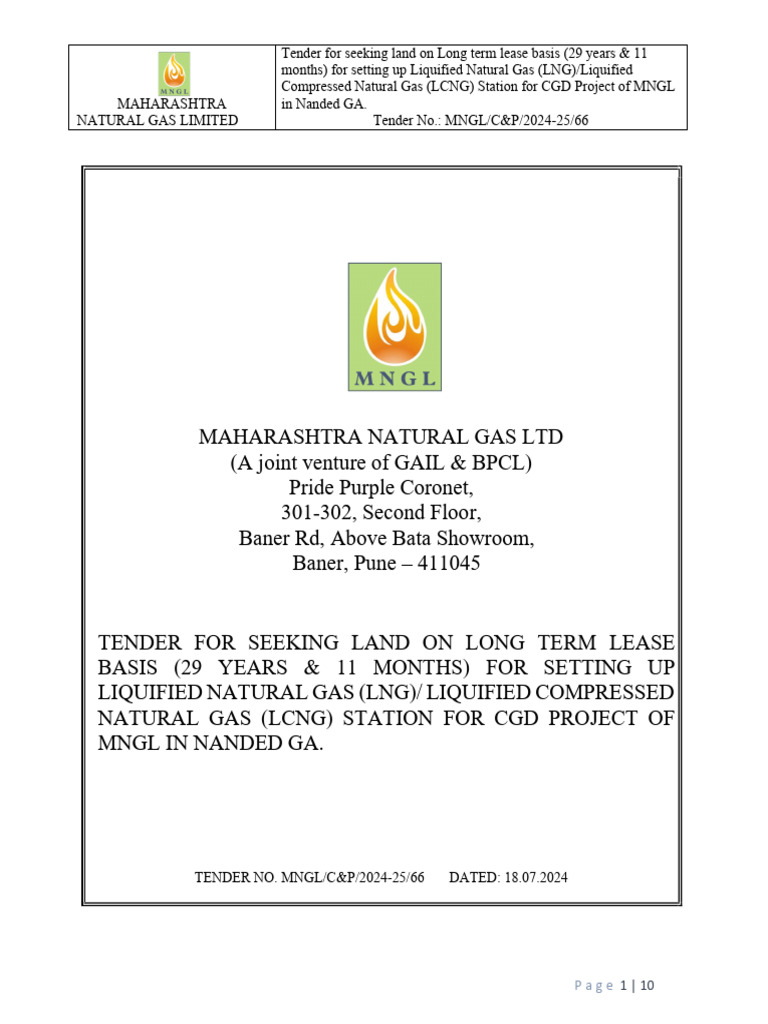 Tender LNG Land Nanded 66 | PDF