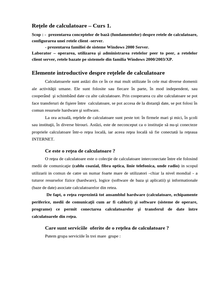 Curs1-Retele de Calculatoare-Elemente Introductive Despre Retelele de ...