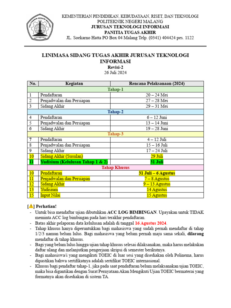 LINIMASA TUGAS AKHIR JURUSAN TEKNOLOGI INFORMASI Rev-3 | PDF