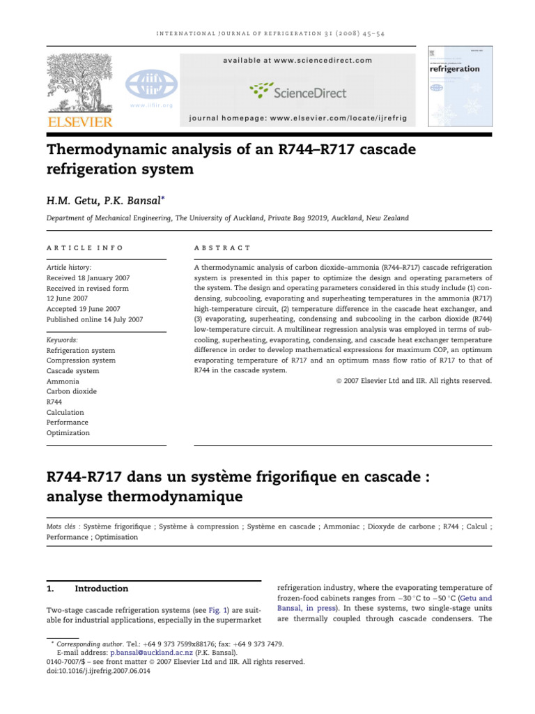 Thermodynamic Analysis of An R744 R717 C | PDF