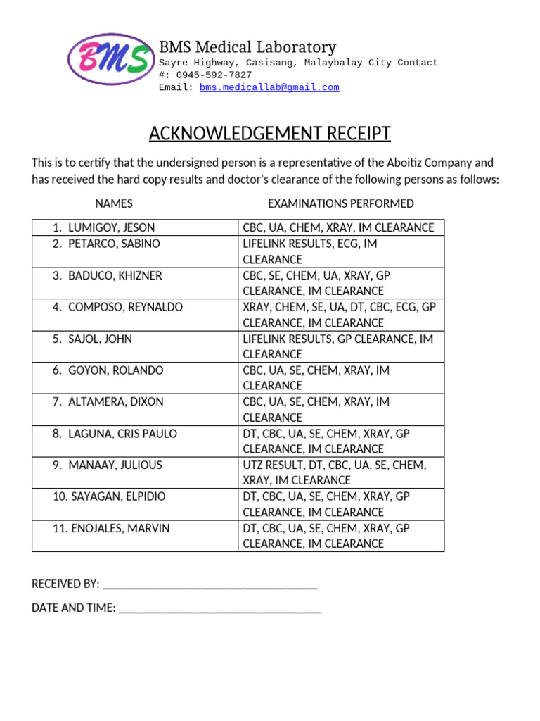 Acknowledgment Receipt | PDF