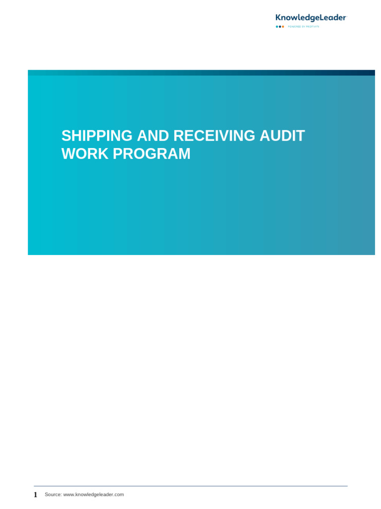 Shipping and Receiving Audit Work Program | PDF