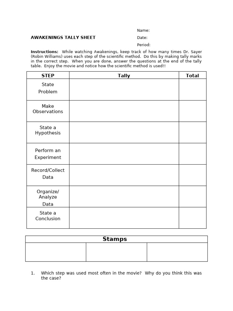02 Awakenings Worksheet | PDF