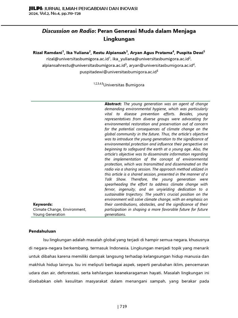 719-728 Discussion On Radio Peran Generasi Muda Dalam Menjaga Lingkungan | PDF