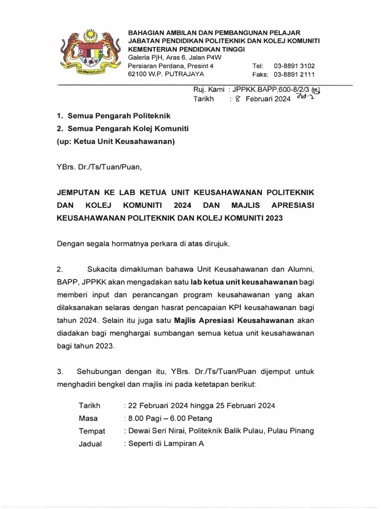 Surat Lab Ku Polycc | PDF