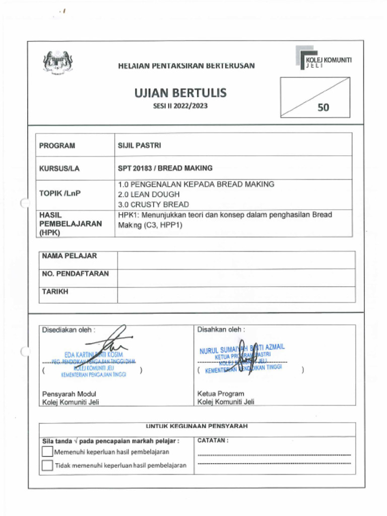 Soalan Dan Skema Ujian Bertulis | PDF