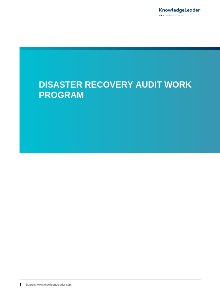 Disaster Recovery Audit Work Program - 0 | PDF | Risk | Computers