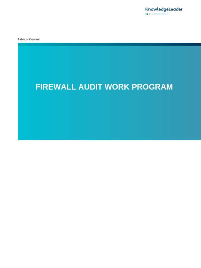Firewall Audit Work Program | PDF