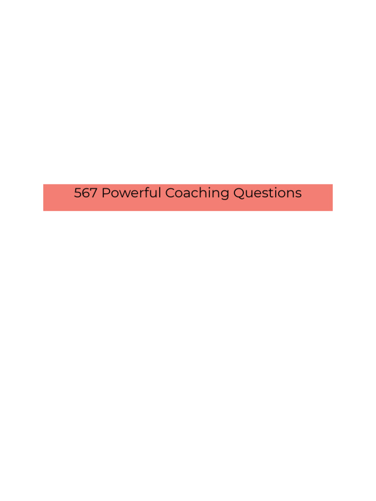 567 Powerful Coaching Questions | PDF