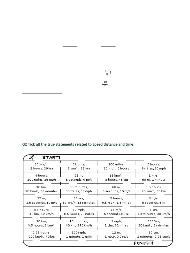STD 7 Speed Distance Time Worksheet | PDF