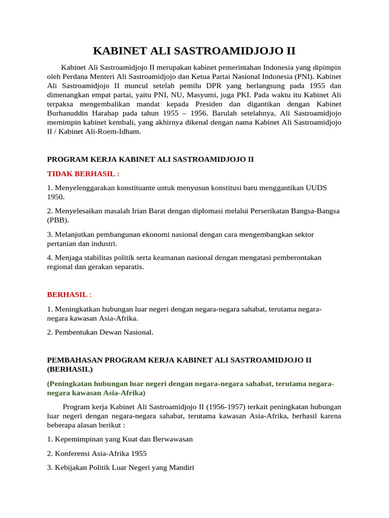 Kabinet Ali Sastroamidjojo II | PDF