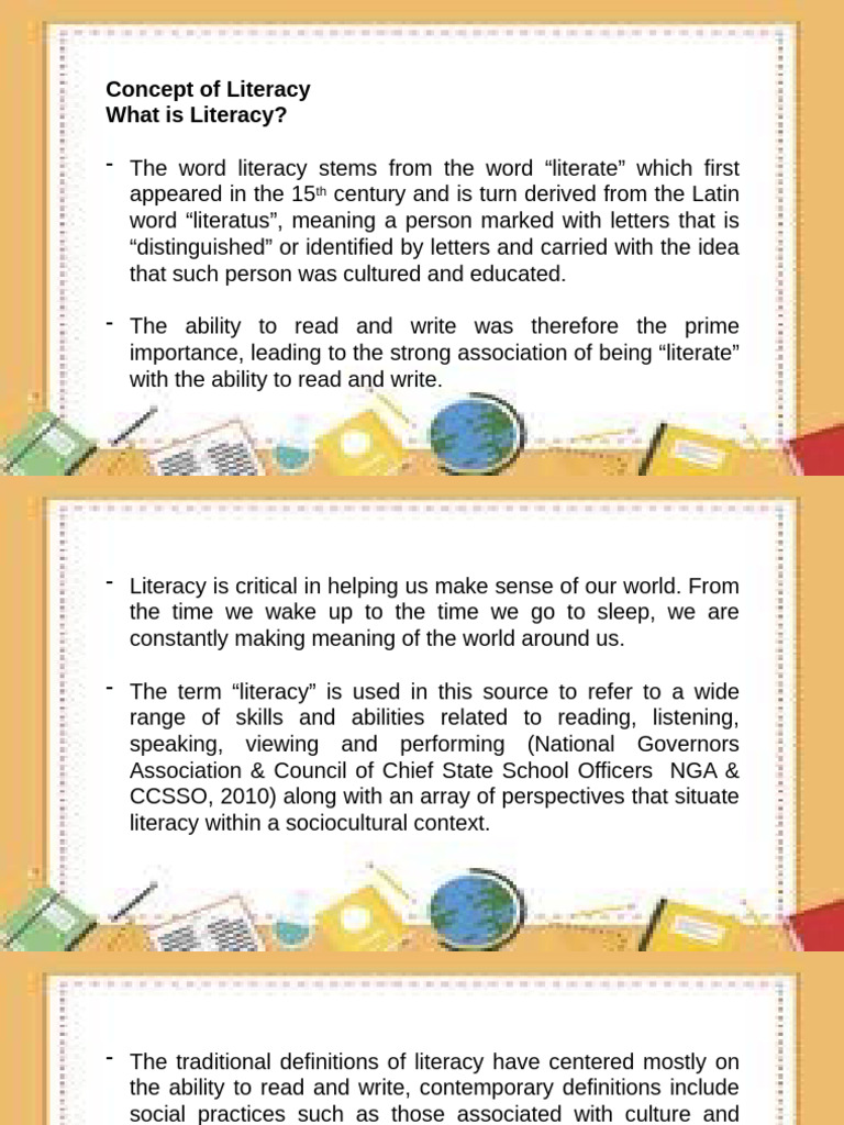 Concept of Literacy What Is Literacy? | PDF