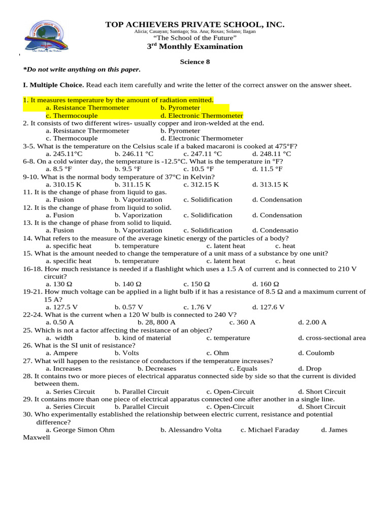 3me - Science 8 | PDF