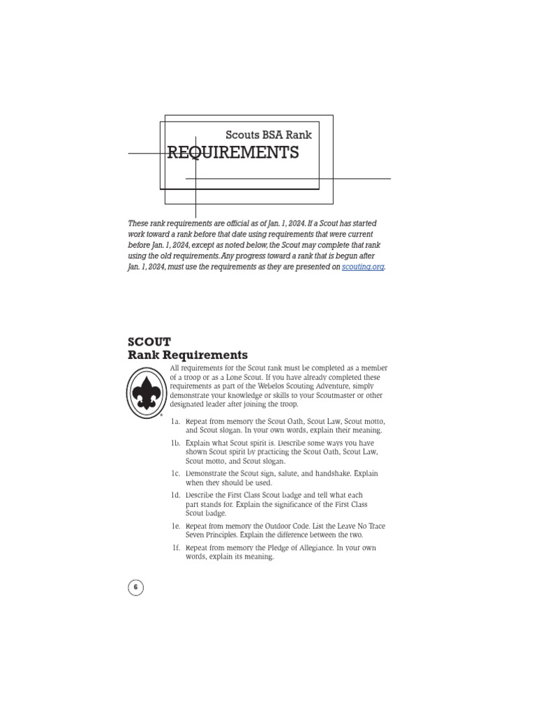 2024 Scout Rank Requirements | PDF