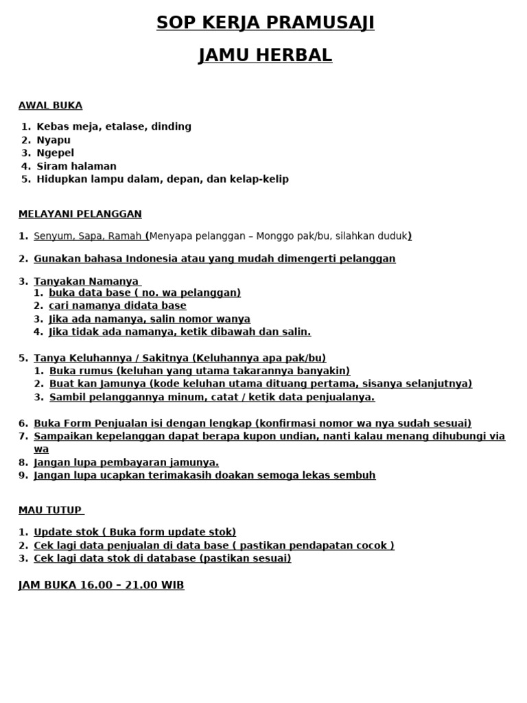 SOP Pramusa Ji Jamu Herbal Efektif | PDF