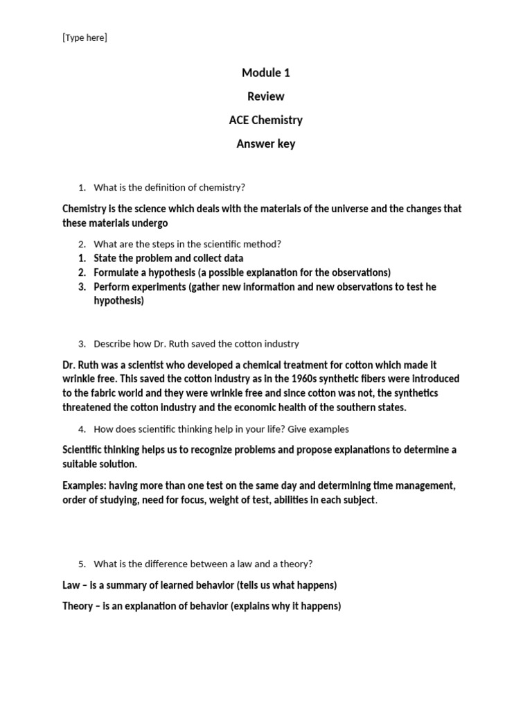 Module 1 Introduction To Science Chapter Review Answer Key | PDF