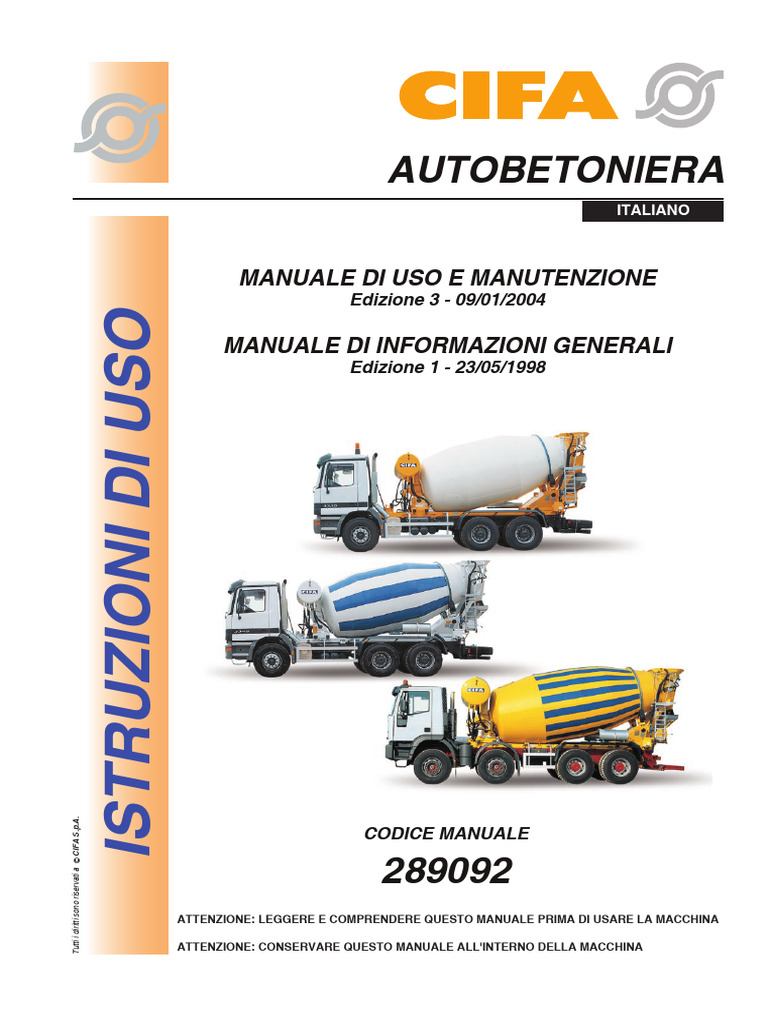 Libretto Uso e Manutezione CIFA | PDF