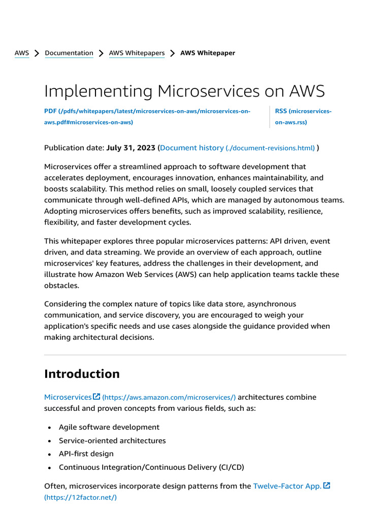 Implementing Microservices On AWS - Implementing Microservices On AWS | PDF