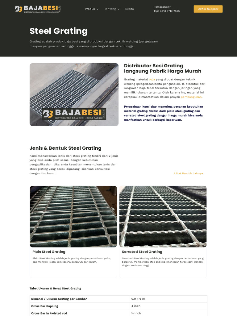 Distributor Besi Grating | PDF | Steel