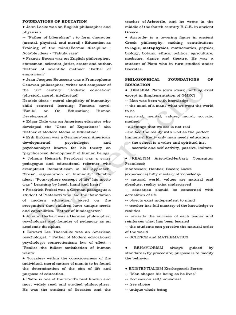 Profed Notes - August 23 | PDF