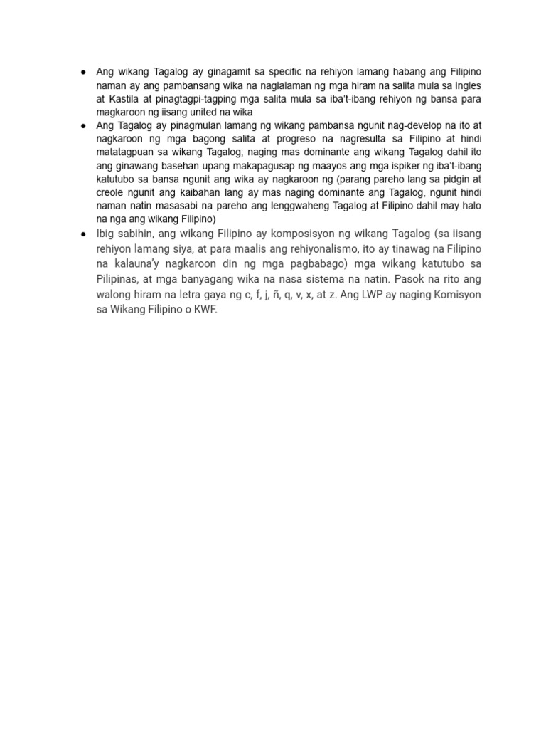 Magkaiba Ba Ang Wikang Tagalog at Filipino | PDF