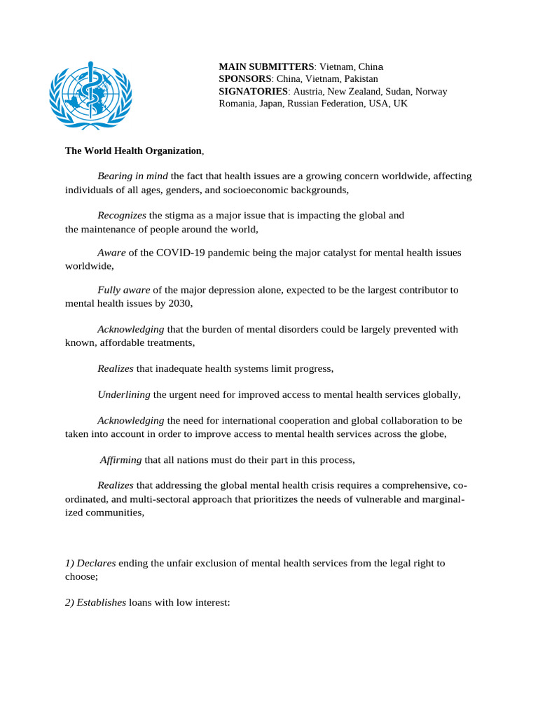 MUN Resolution Sample | PDF