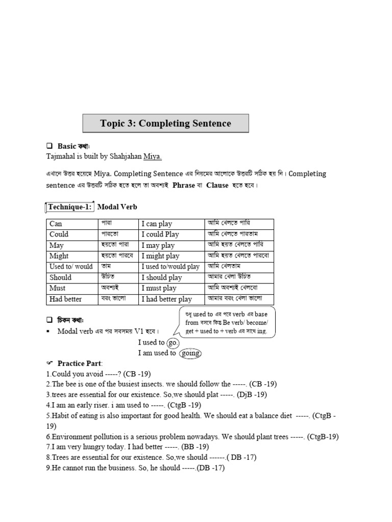 Completing Sentence | PDF