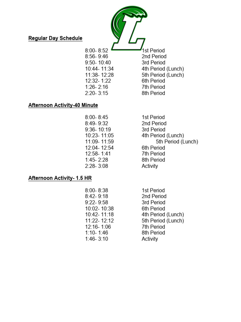 Leeds Middle School Bell Schedule | PDF
