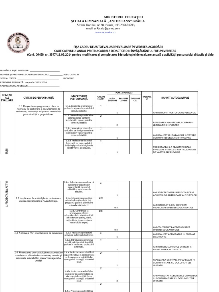 Autoevaluare Albu Catalin | PDF
