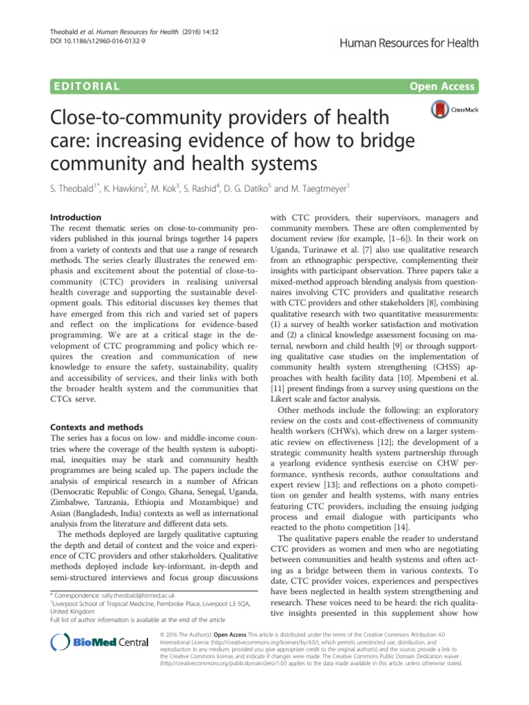 Close-To-community Providers of Health Care Increasing Evidence of How ...