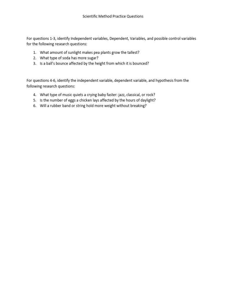 Scientific Method Practice Problems | PDF Scientific Method Practice Problems | PDF