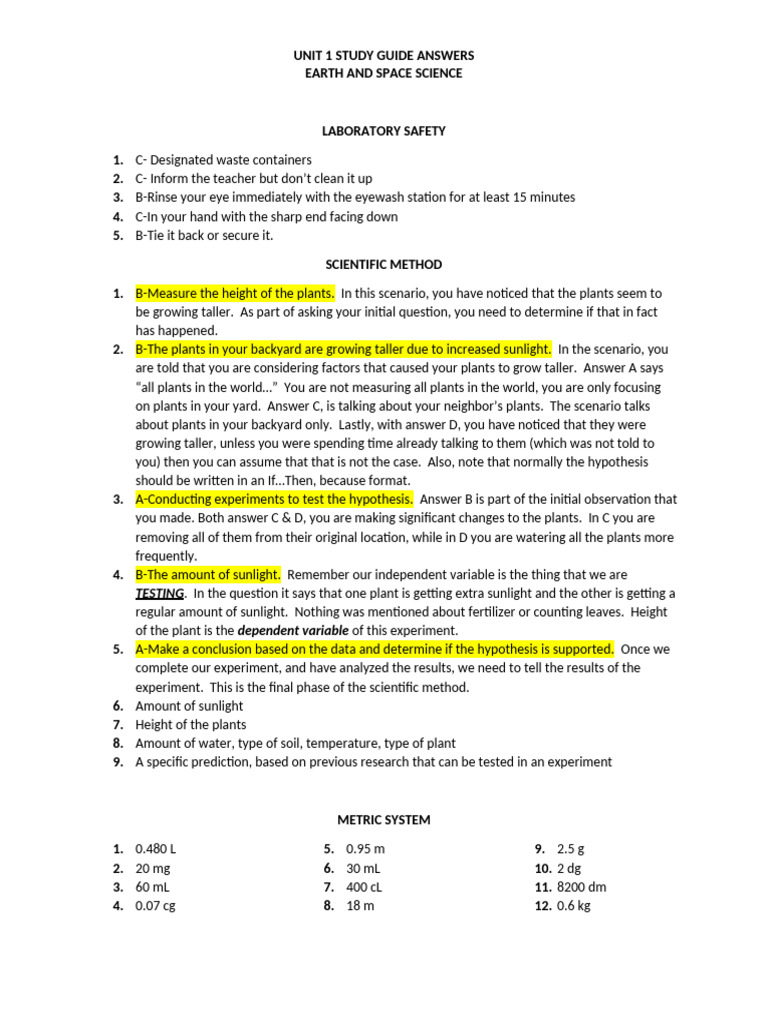 Study Guide #1 ANSWERS | PDF