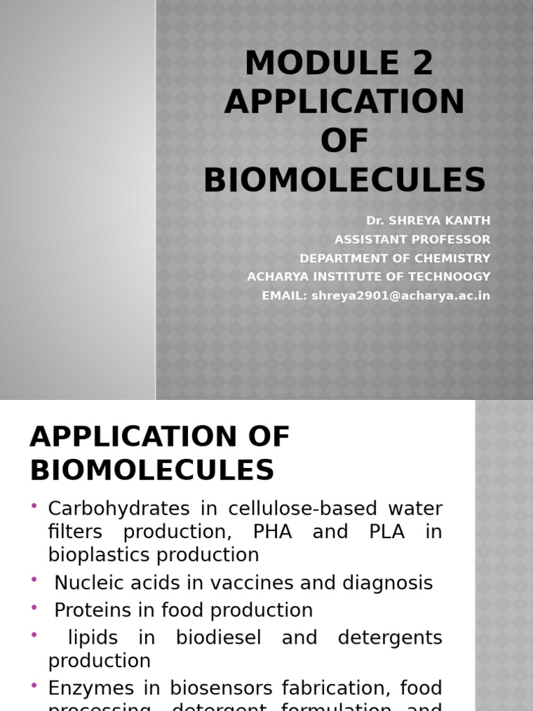 MODULE - 2 Applications of Biomolecules | PDF