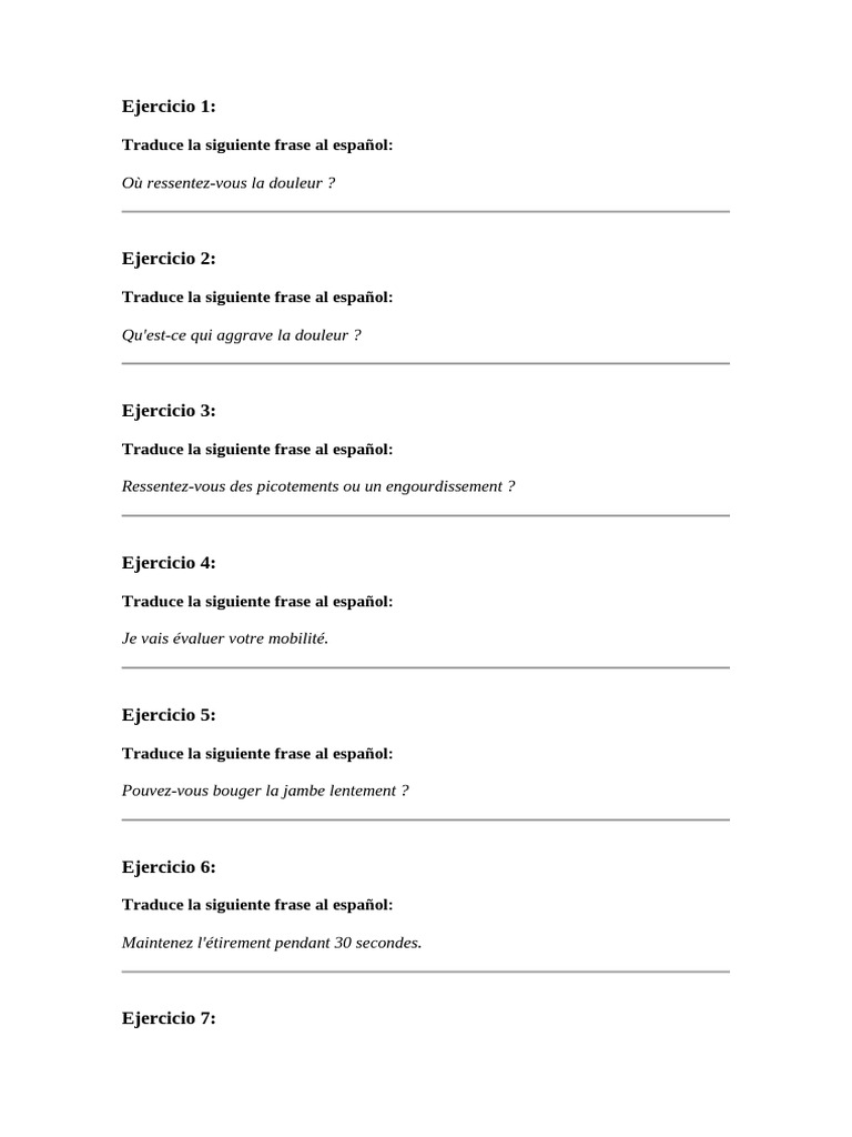 Ejercicio Clase Español | PDF