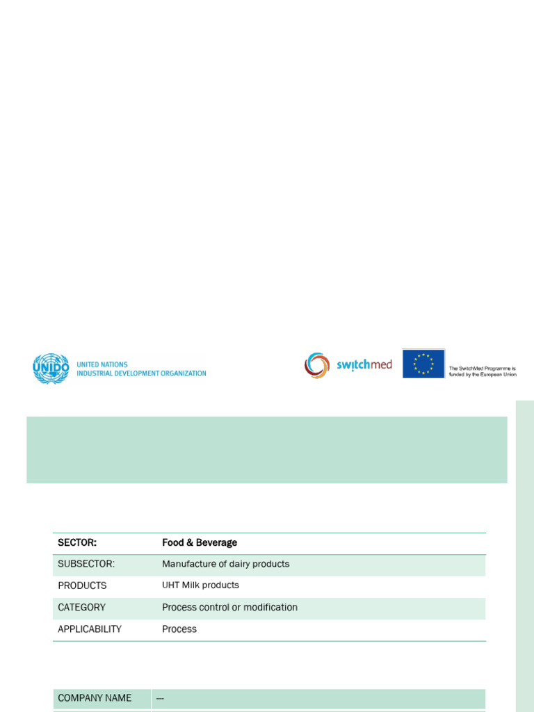 RECP Best Practice Catalogue: Increase Efficiency For Pasteurizers (Heat Recovery Ratio) | PDF