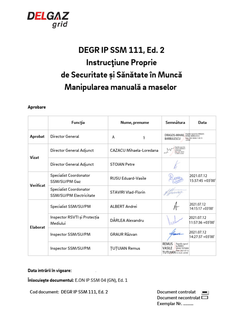 DEGR EG IP SSM 111 Manipularea Manuala A Maselor | PDF