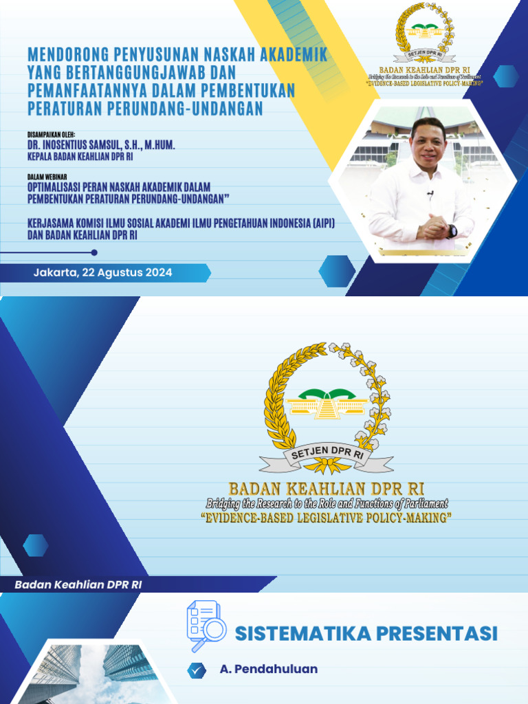 Paparan Kepala Badan Keahlian DPR RI - Mendorong NA Yang Bertanggung ...