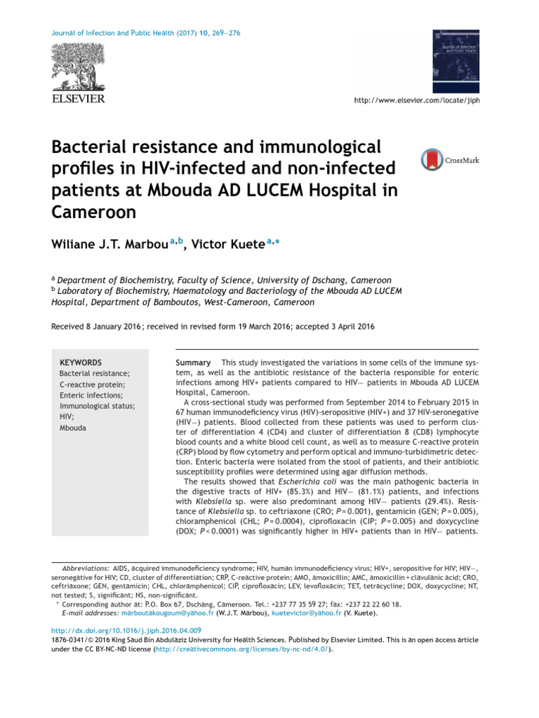 Bacterial Resistance and Immunological Profiles in HIV 2017 Journal of ...