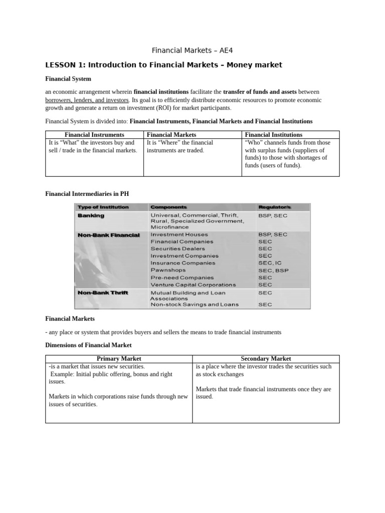 Intro to Financial Markets Basics | PDF | Financial Markets | Interest