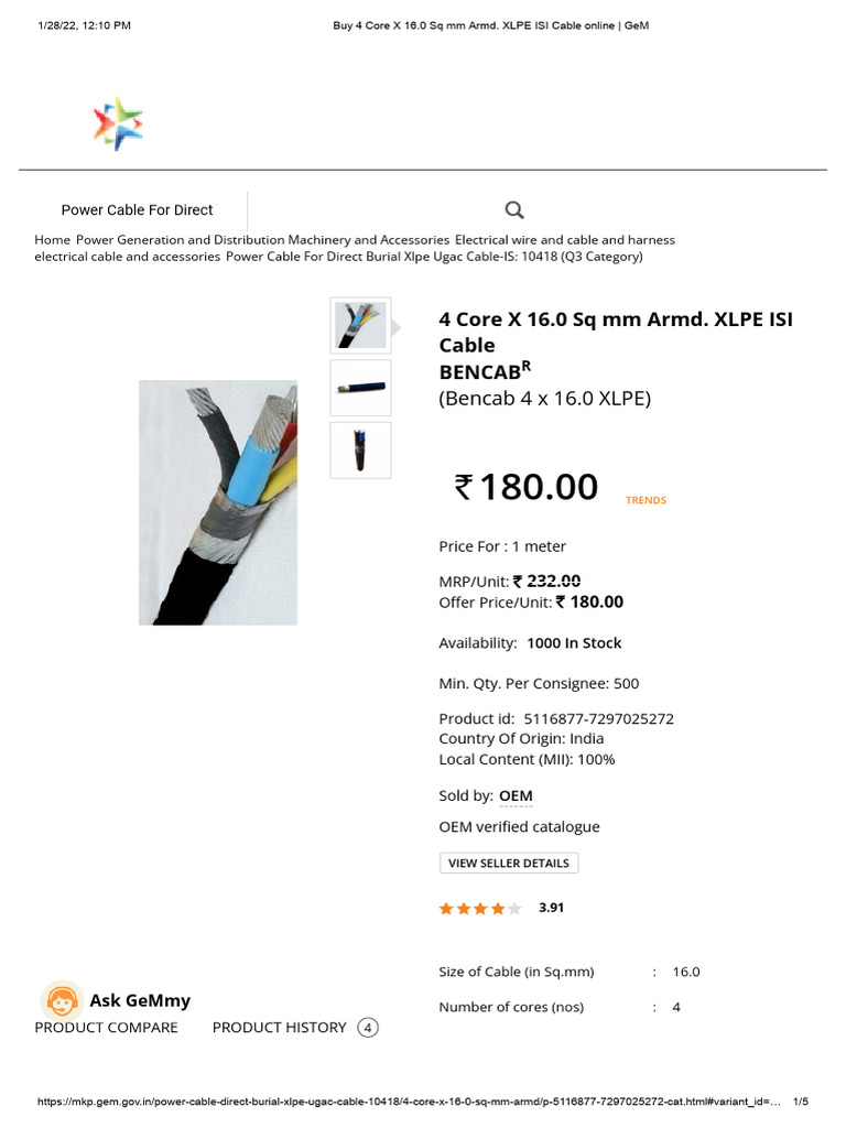 Cables GEM Rates 2022 | PDF | Manufactured Goods | Wire
