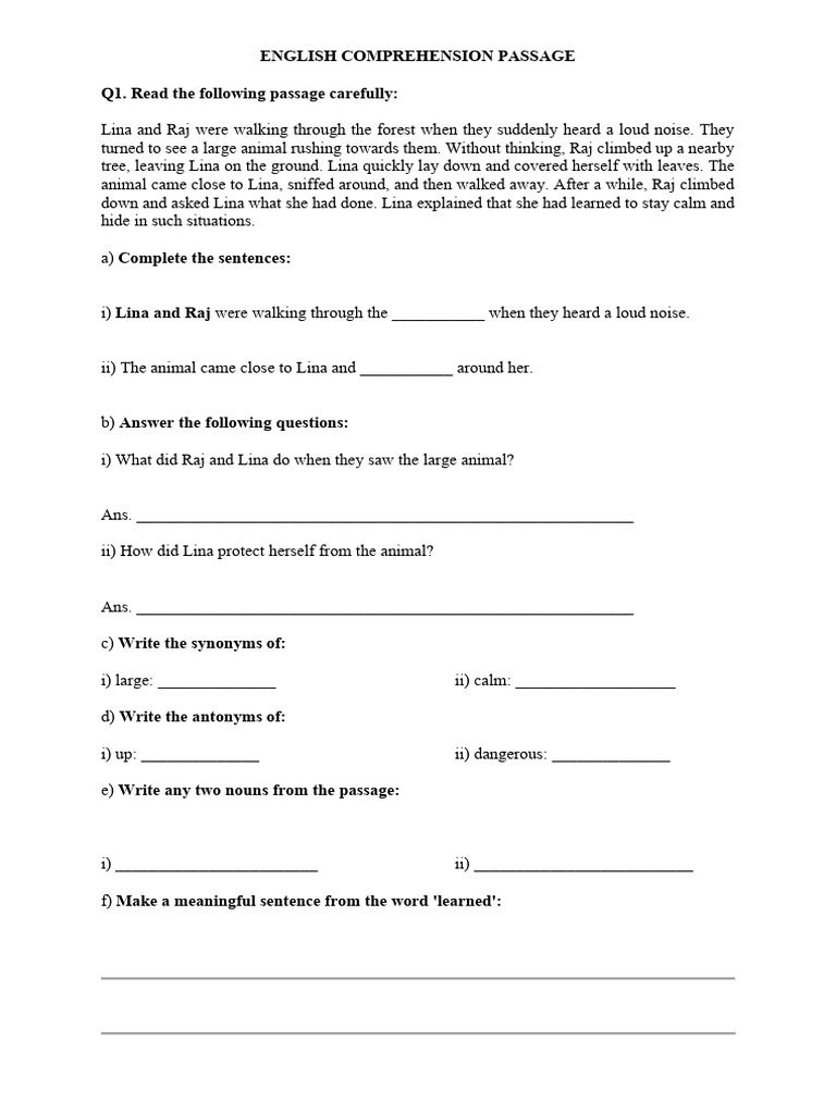 English Comprehension Passage | PDF