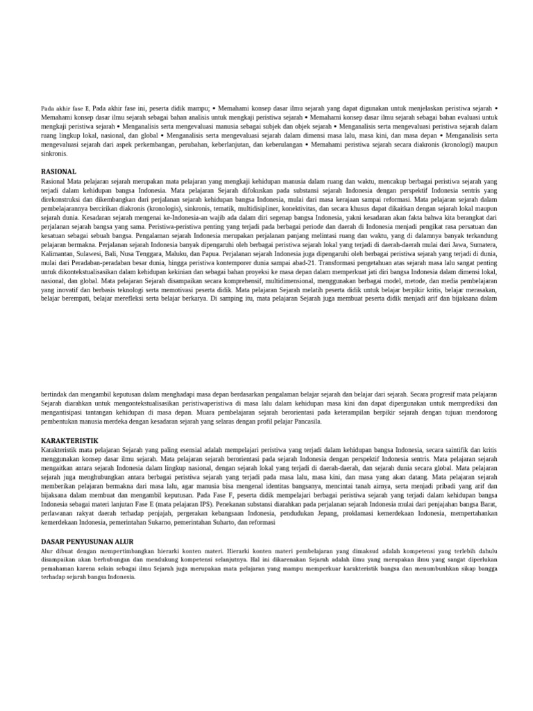 Atp, TP, Iktp Sejarah - Fase e Kelas X | PDF