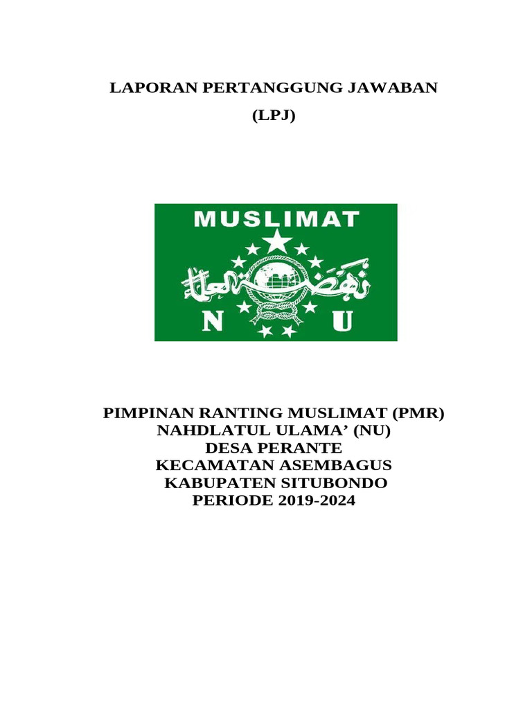 Perante Fix - LAPORAN-PERTANGGUNG-JAWABAN-MUSLIMAT-NU | PDF