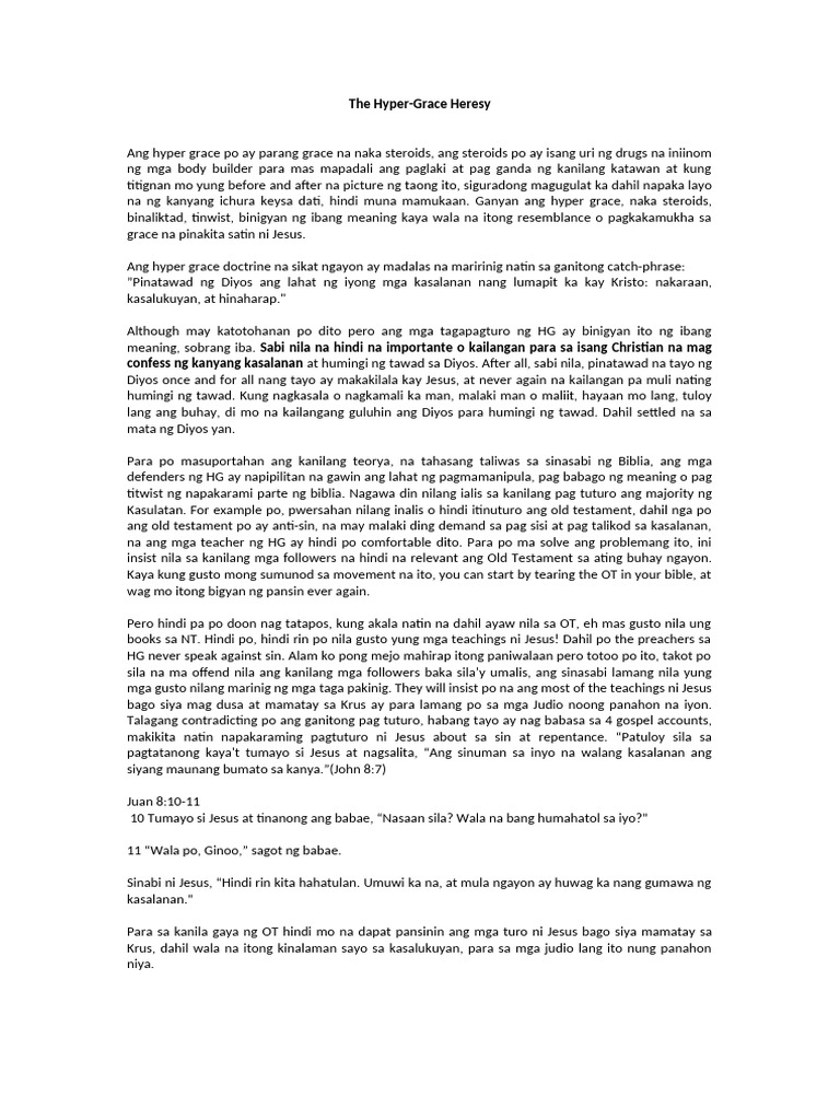 The Dangers of Hyper-Grace Doctrine | PDF | Religious Texts