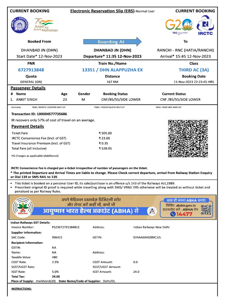 Ankit Ticket | PDF